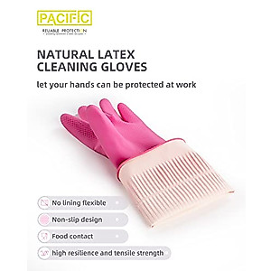 PACIFIC PPE 2 Pairs Reusable Waterproof Dishwashing Cleaning Rubber Gloves, Non-slip, Kitchen Gloves, Small