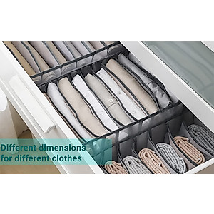 IrbingNii Clothes Organizer for Wardrobe Closet Jeans Pants Organizer Foldable Drawer Clothes Compartment Storage Box(Grey)