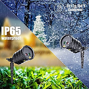 Christmas Projector Lights Outdoor, Party Laser Light Projection 10 Patterns Waterproof with Timer Speed Flash Mode Setting Landscape Spotlight for Indoor House Halloween Holiday Decoration, Red+Green
