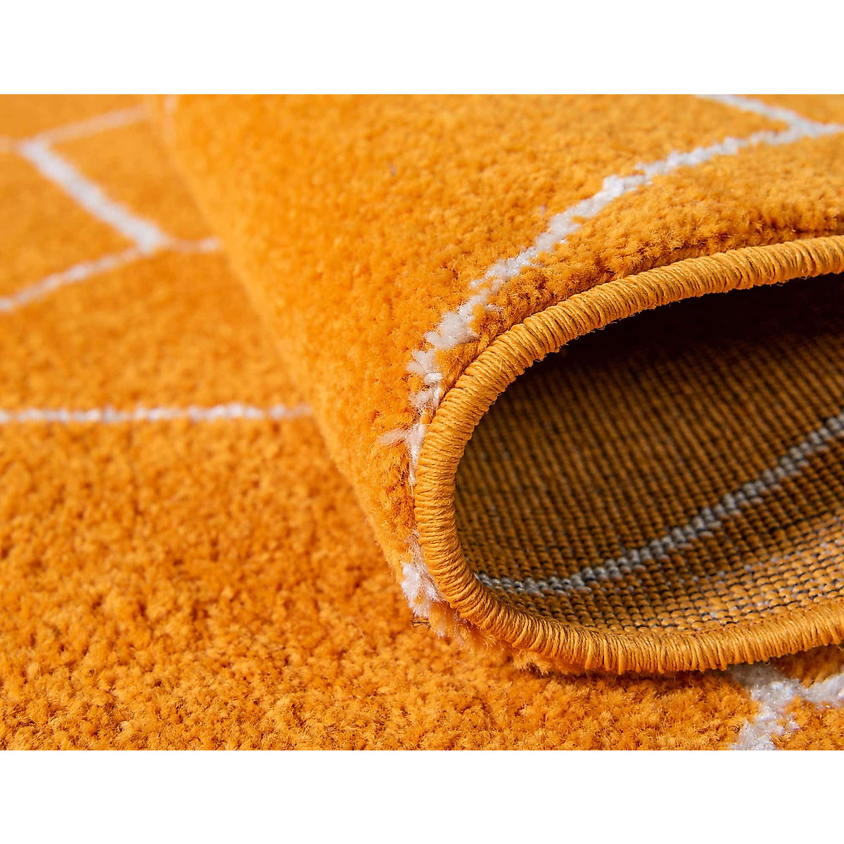 Unique Loom Trellis Frieze Collection Area Rug - Geometric (2' x 6' 1" Runner, Orange/ Ivory)