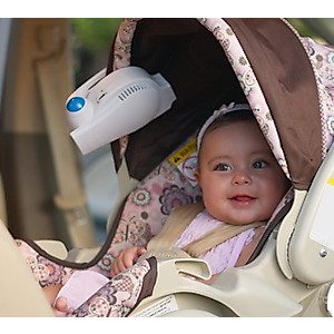 Portable Baby Stroller Fan with LED Lights - Cool on the Go Clip On Fan - Versatile Hands-Free Personal Cooling Device/Compact USB Fan - Bladeless Desk Fan White/Green