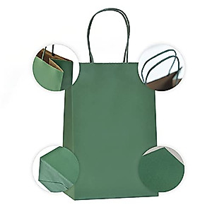 Nexmint Kraft Paper Bags Small Gift Bags with Handle for Birthdays, Holidays, Gifts, Party Favors, Retail, Festivities, Treats, Business, DIY Crafts (24-Pack, Green)