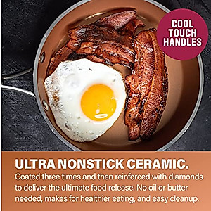 Gotham Steel Pots and Pans Set – Premium Ceramic Cookware with Triple Coated Ultra Nonstick Surface for Even Heating, Oven, Stovetop & Dishwasher Safe, 10 Piece, Hammered Copper