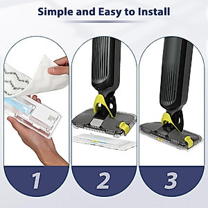 Steam Mop Replacement Pads for Shark Vacmop - 4 Pack Reusable Mop Pads - Compatible with Shark Vacmop VM252, VM250, VM200, VM190 Models - Washable Vacuum Mop Pad Refills - Suitable for All Hard Floors