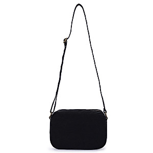 YONBEN Square Crossbody Bag with Adjustable Length Women Cotton Canvas Casual Shoulder Work Bag (Black)
