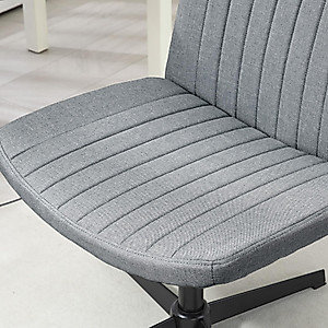 HOMCOM Wide Office Chair, Armless Office Desk Chair, Computer Fabric Vanity Chair with Adjustable Height, Gray