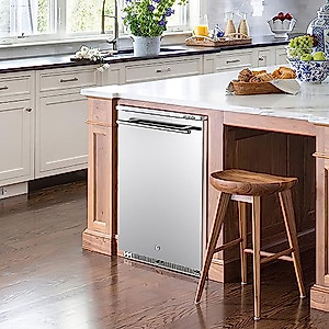 Frostronics 24 Inch 168 Cans Outdoor Beverage Refrigerator, 5.47 cu. ft. Built-in Beverage Cooler with Easy-Swap Reversible Door, 26°F Outdoor Beverage Fridge, SUS304, Lockable, ETL & NSF7 Certified