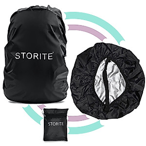 Storite Dust & Rain Cover for Backpack with Pouch, Waterproof Dustproof Bag Adjustable Cover for School, College,Office-2PK