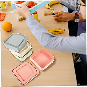 KICHOUSE 4pcs Portable Sandwich Containers Toast Shape Food Storage Holders for Camping Picnics and Meal Prep Bread Snacks and Fruits Sealing Box Kitchen Supplies