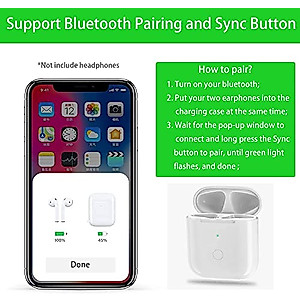 Wireless Charging Case Replacement Compatible with Airpods 1st & 2nd Generation, Charger Cases with Quick-Pairing Sync Button Only for Airpods 1 2 Gen, NO Earbuds, White