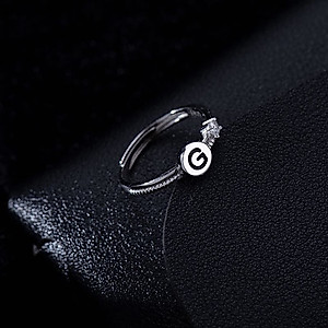 AIFOKIVO Letter G Rings for Grandma, Adjustable Initial A-Z Ring in 925 Sterling Silver, Stackable Open Alphabet Charms Rings Gifts for Grandpa/Granddauther/Godmother