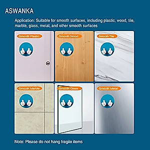 ASWANKA Utility Wall Hooks, Plug Storage Hooks, Damage Free Adhesive Wall Hooks for Hanging, Wall Hangers Without Nails for Hanging in Living Spaces, Kitchen, Bathroom, 6pcs Mixed