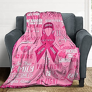 Breast Cancer Gifts for Women Throw Blanket, Get Well Soon Survivor Gifts Breast Cancer Pink Soft Blanket for Women 50"X 60"