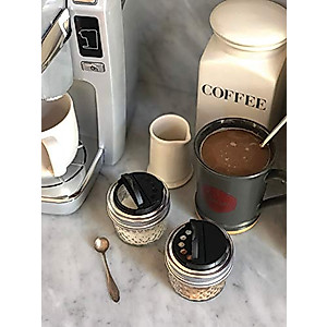 Jarware Spice Lids for Regular Mouth Mason Jars, Set of 2, Black and White