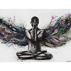 5D DIY African American Diamond Painting Kit for Adult, African American Wall Art Abstract Black Girl with Angel Wings Black Art Gem Art Craft Home Game for Children Kid 30 x 40 cm / 12 x 16 inch