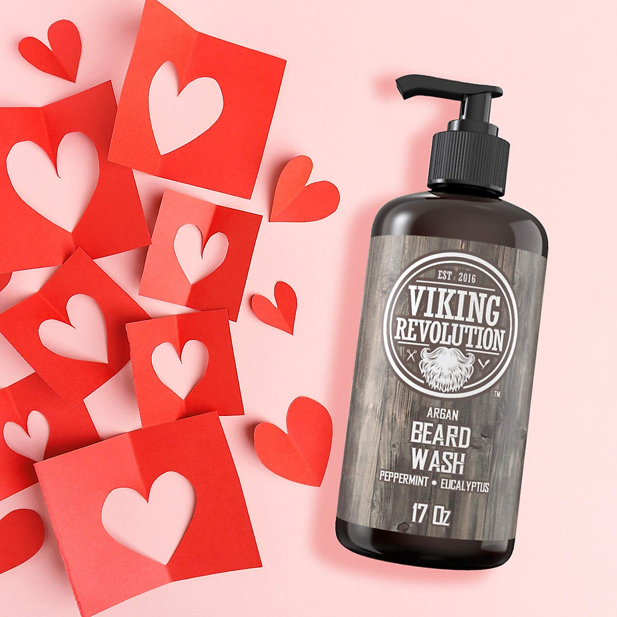 Beard Wash Shampoo w/Argan & Jojoba Oils - Softens & Strengthens - Natural Peppermint and Eucalyptus Scent - Beard Shampoo w/Beard Oil (17 oz Shampoo)