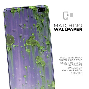 DesignSkinz Purple Metal with Lime Green Rust Protective Vinyl Decal Wrap Skin Cover Compatible with The Samsung Galaxy S20 (Screen Trim & Back Glass Skin)