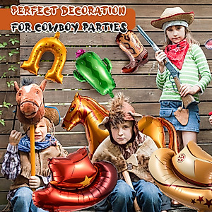 Hungdao 12 Pcs Western Themed Balloons Rodeo Balloons Cowboy Cowgirl Boots Hat Horse Cactus Horseshoe Balloons for First Rodeo Birthday Baby Shower Bachelorette Wedding Party Decor