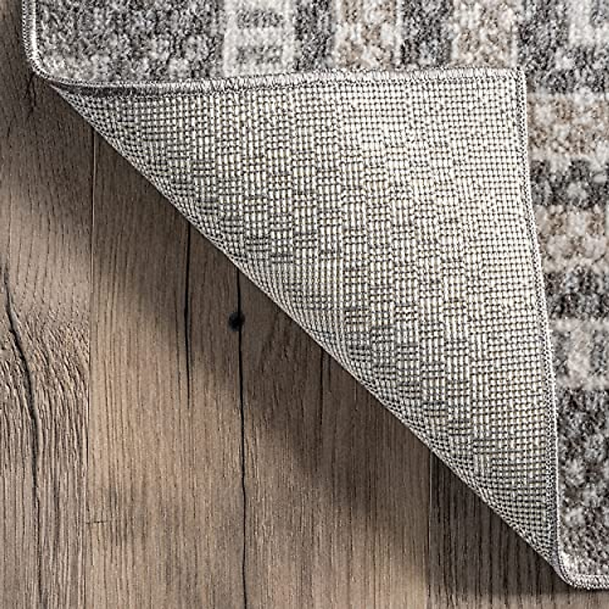 nuLOOM Anya Machine Washable Casual Border Accent Rug, 3' 3" x 5', Grey