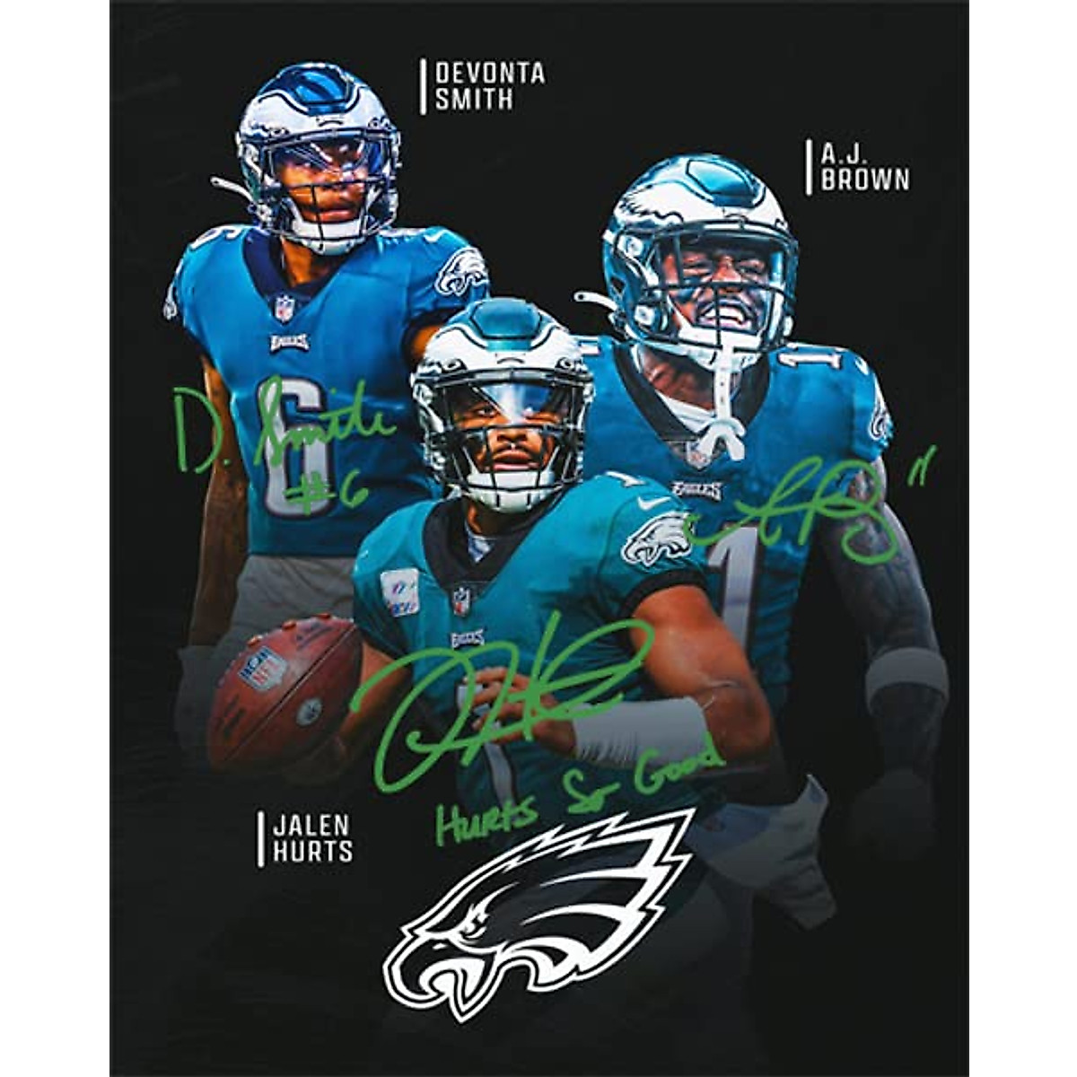 Ikonic Fotohaus Jalen Hurts AJ Brown Devonta Smith Signed Photo Autograph Print Wall Art Home Decor