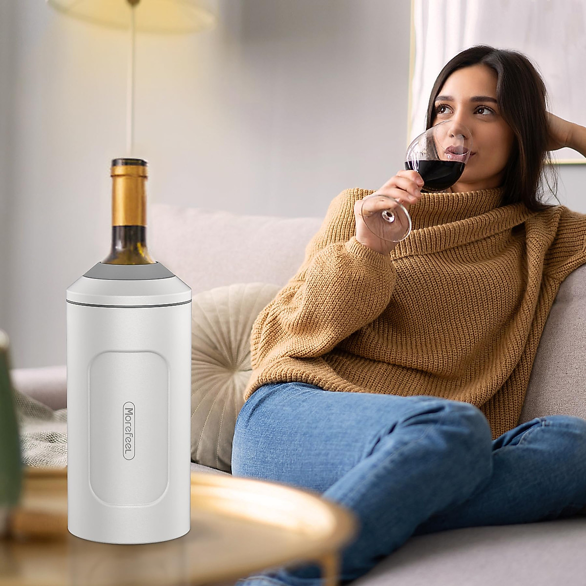 Wine Chillers for Bottles-Ideal Gift for Wine Lover, Stainless Steel Portable Champagne Cooler Sleeve Bucket-Double Walled Vacuum Insulated for Most 750ml Bottles with Long-Lasting Temperature Control