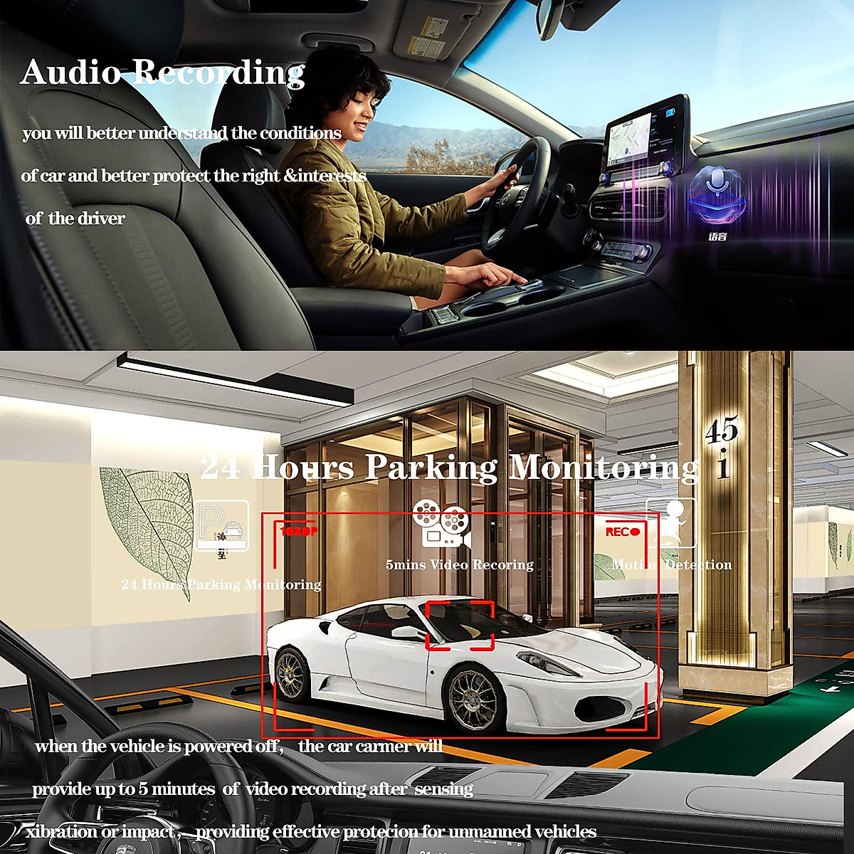 Dash cam Front and Rear, Manymiba car Camera 1080P with 32G SD Card, Dash Camera with 2.0 inch IPS Screen 170° Wide Angle, Night Vision, WDR, G-Sensor, Parking Mode, Audio Recording,dashcam