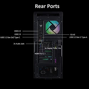 Acer Predator Orion 5000 PO5-650-UR12 Gaming Desktop | 13th Gen Intel Core i7-13700F 16-Core | NVIDIA GeForce RTX 4070 Ti | 16GB DDR5 | 1TB PCIe Gen4 SSD | Intel Wi-Fi 6E | RGB Keyboard & Mouse,Black