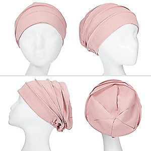 Geyoga 6 Pieces Slouchy Hair Loss Beanies Hats Soft Cotton Cancer Hat Stretchy Sleeping Cap Headwear for Women Multicoloured