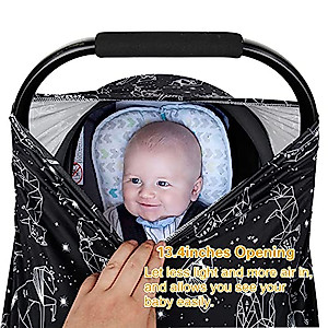 Nursing Cover Carseat Canopy, Rquite Car Seat Covers for Babies Mom Breastfeeding Scarf Infant Multi-Use Cover Ups for Baby Stroller & Shopping Cart & Feeding High Chair -Large Size for Girl Boy