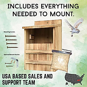 SDMOutdoor North American Screech Owl House, Wooden Owl Nesting Box, Screech Owl, Barn Owl. No Assembly Required Includes All Hardware. Cedar Nesting Box.
