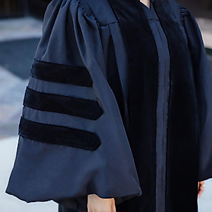 Endea Graduation Deluxe Classic Matte Black Doctoral Gown Academic Regalia Unisex (45 (5'0" - 5'2")) Matte Black