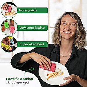 AIRNEX Biodegradable Cellulose Compressed Sponges - Pack of 24 Kitchen Sponges for Cleaning - Heavy Duty and Natural Multipurpose Household Cleaning Sponges Good for Kitchen, Bathroom, and Surfaces