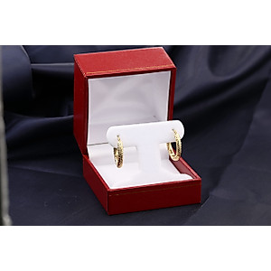 14k Yellow Gold X-pattern Diamond-cut Oval Hoop Earrings