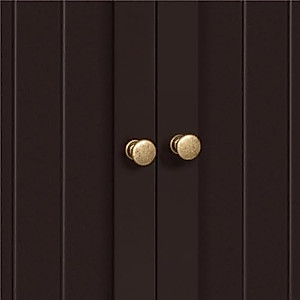 Topeakmart Bathroom Floor Cabinet Double Doors Free-Standing Storage Cabinet with Adjustable Shelves, Anti-toppling Design, Espresso