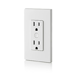 Leviton DW15R-1BW Decora Smart Wi-Fi Tamper Resistant Outlet, No Hub Required, Works with Alexa and Google Assistant, 1-Pack, White