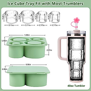 Sloworld Ice Cube Tray for Tumbler, 4 PCS Silicone Hollow Cylinder Ice Mold for Freezer, Chilling Coffee, Tea, Ice Drink, Juice, Whiskey, Cocktail, for Stanley Cup 20Oz, 30Oz, 40Oz(Green)