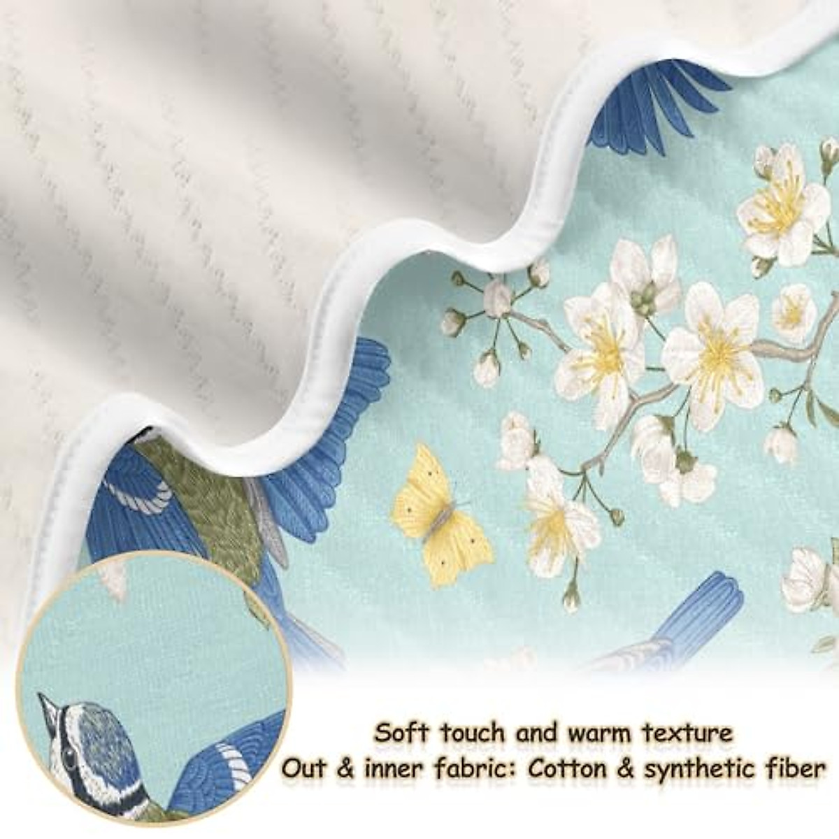 Kigai Floral Bird Pattern Baby Blanket for Boys Girls, Swaddle Blankets Soft Cozy Nursery Receiving Blankets Travel Blanket Throw Blankets for Toddler Newborn, 30 x 40 Inch