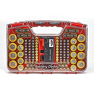 Ontel Battery Daddy - Battery Organizer Storage Case with Tester, Stores & Protects Up to 180 Batteries, Clear Locking Lid, As Seen On TV