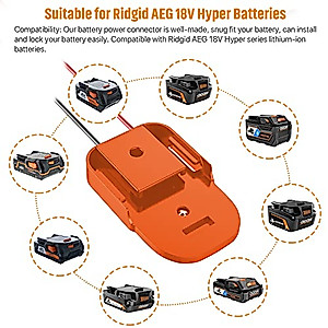 Power Wheel Adapter with Fuse & Switch, Secure Battery Adapter for Ridgid AEG 18V Hyper Lithium Battery, with 12 Gauge Wire,Good Power Convertor for DIY Ride On Truck,Robotics,RC Toys and Work Lights