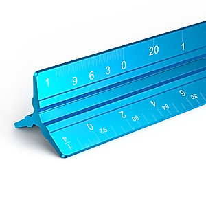 Architectural Scale Ruler, 12" Aluminum Architect Scale, Triangular Scale, Scale Ruler for Blueprint, Triangle Ruler, Drafting Ruler, Architect Ruler, Metal Scale Ruler, Architecture Ruler