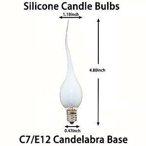 GOOTHY Silicone Dipped Candle Light Bulbs, Clear Silicone 5 Watts Replacement Bulbs for Electric Window Candles Chandeliers Night Light Bulbs Christmas Lights, C7/E12 Candelabra Base, 120V- 12 Pack