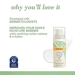 Burt's Bees Sensitive Solutions Calming Day Lotion with Aloe and Rice Milk, 98.8% Natural Origin, 1.8 Fluid Ounces