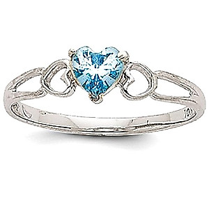 IceCarats 14K White Gold Blue Aquamarine Heart Love Ring March Birthstone Jewelry Size 6