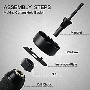 GMTOOLS Hole Saw Set, 19Pcs Hole Saw Kit with General Purpose 3/4" to 5"(19-127mm) Saw Blades, Mandrels, Drill Bits, Installation Plate, Hex Key with Storage Case, Idear for Wood, Plywood, PVC Board