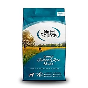 NutriSource Adult Dog Food, Made with Chicken and Rice, with Wholesome Grains, 15LB, Dry Dog Food