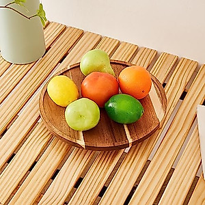 12" Acacia Wooden Lazy Susan Organizer for Kitchen Turntable Rotating Spice Rack Cake Stand Suitable for Home Decor, Dining Table Centerpiece, Spices Fruits Makeup Organization Decoration Brown