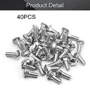 MroMax 40PCS M6x16mm Carriage Bolts Screws Half Round Head Square Neck Carriage Bolts Fully Threaded Bolt Fasteners 304 Stainless Steel Neck Carriage Bolt Silver Tone