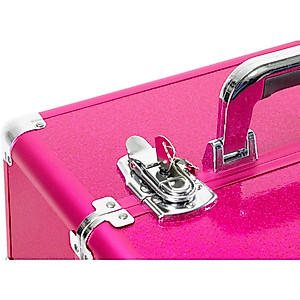 Ver Beauty 4 Wheels Removable Rolling Art Craft Tool Case Storage Organizer Travel Adjustable Dividers – VT003, Magenta Glitter