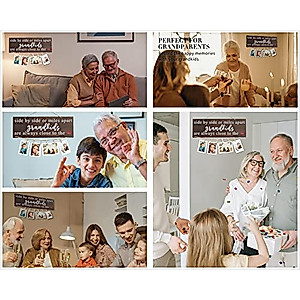 OWOYDOJ Gifts for Grandma & Grandpa from Grandchildren, Side by Side or Miles Apart Grandkids Photo Holder, Best Christmas or Birthday Gifts for Grandparents from Granddaughter and Grandson