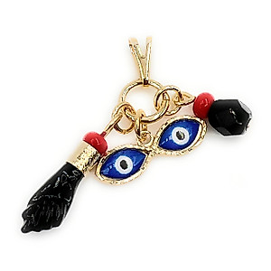 Gold Filled Azabache Pendant Prosperity & Good Fortune Evil Eye Protection Jewelry